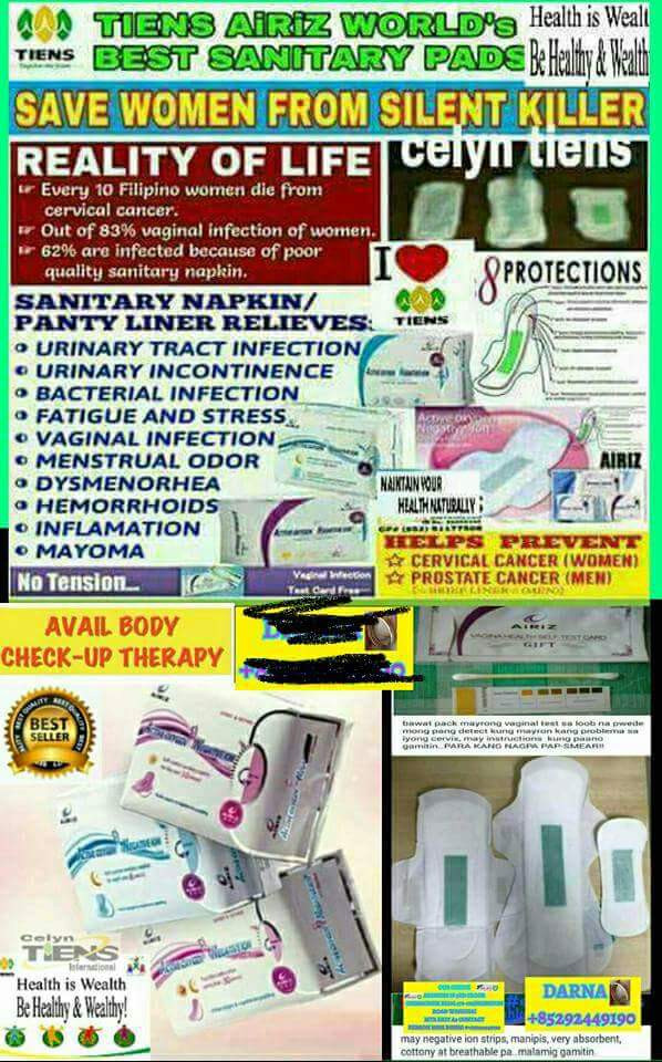 AiRiZ - Active Oxygen and Negative Ion Sanitary Napkins — TIENS ...